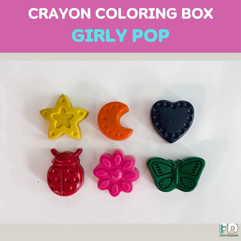 Girly Pop Coloring Box, Ladybug Butterfly Heart Flower Crayons, Gifts ...