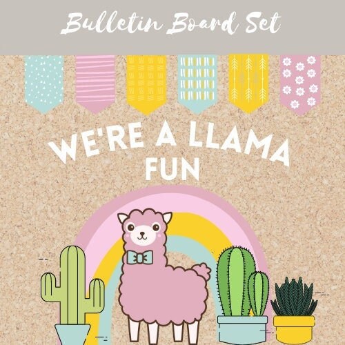 Boho Llama Bulletin Board Set Printable Easy Classroom - Etsy