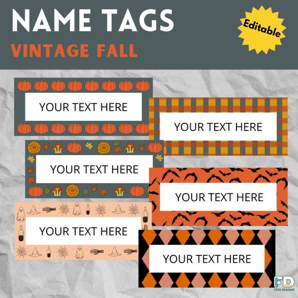 Fall Name Tag Printables - Etsy