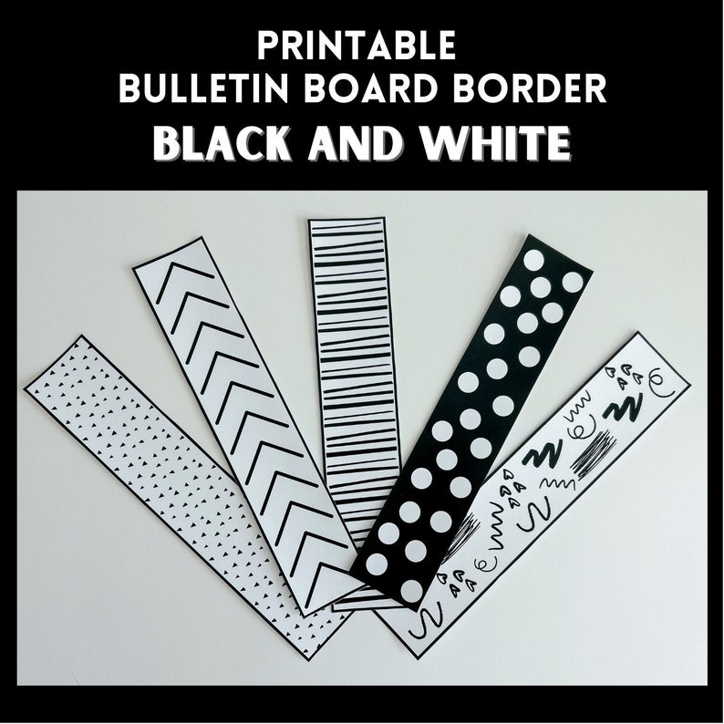 Black and White Doodle Bulletin Board Border, Printable, Easy ...