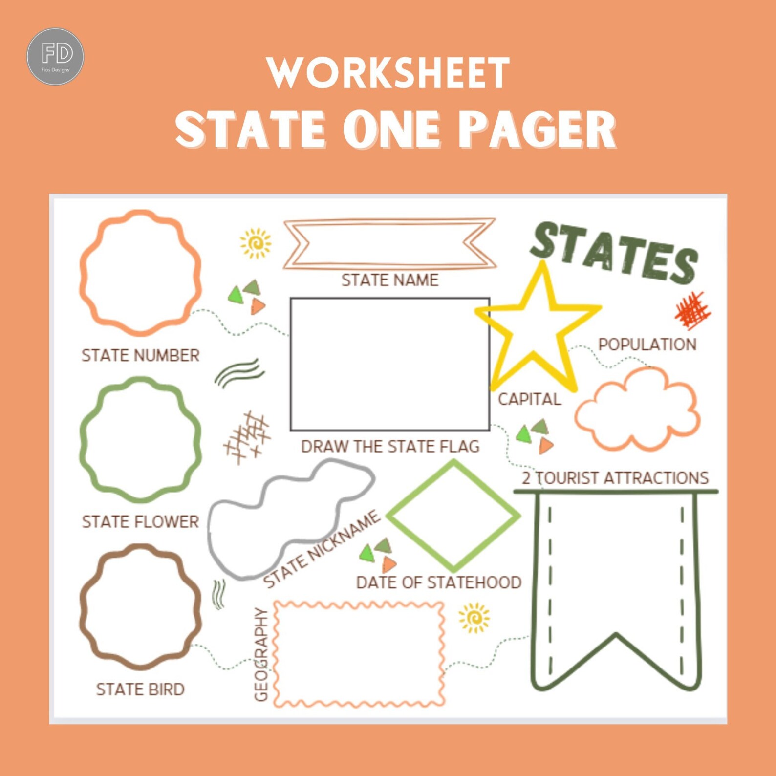 State Printable Worksheet Poster - Etsy