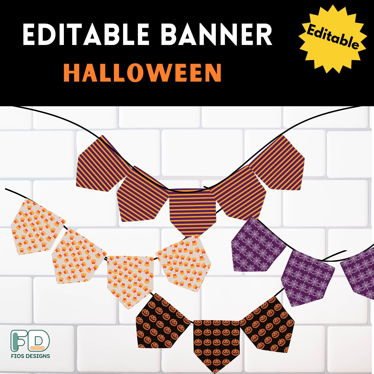 Halloween Editable Bunting Banner, Printable, Easy Classroom Decoration ...