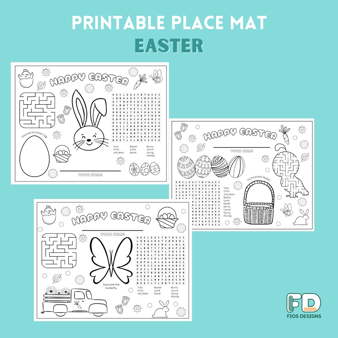 Printable Easter Activity Placemat, Fun Easter Class or Home Activity ...