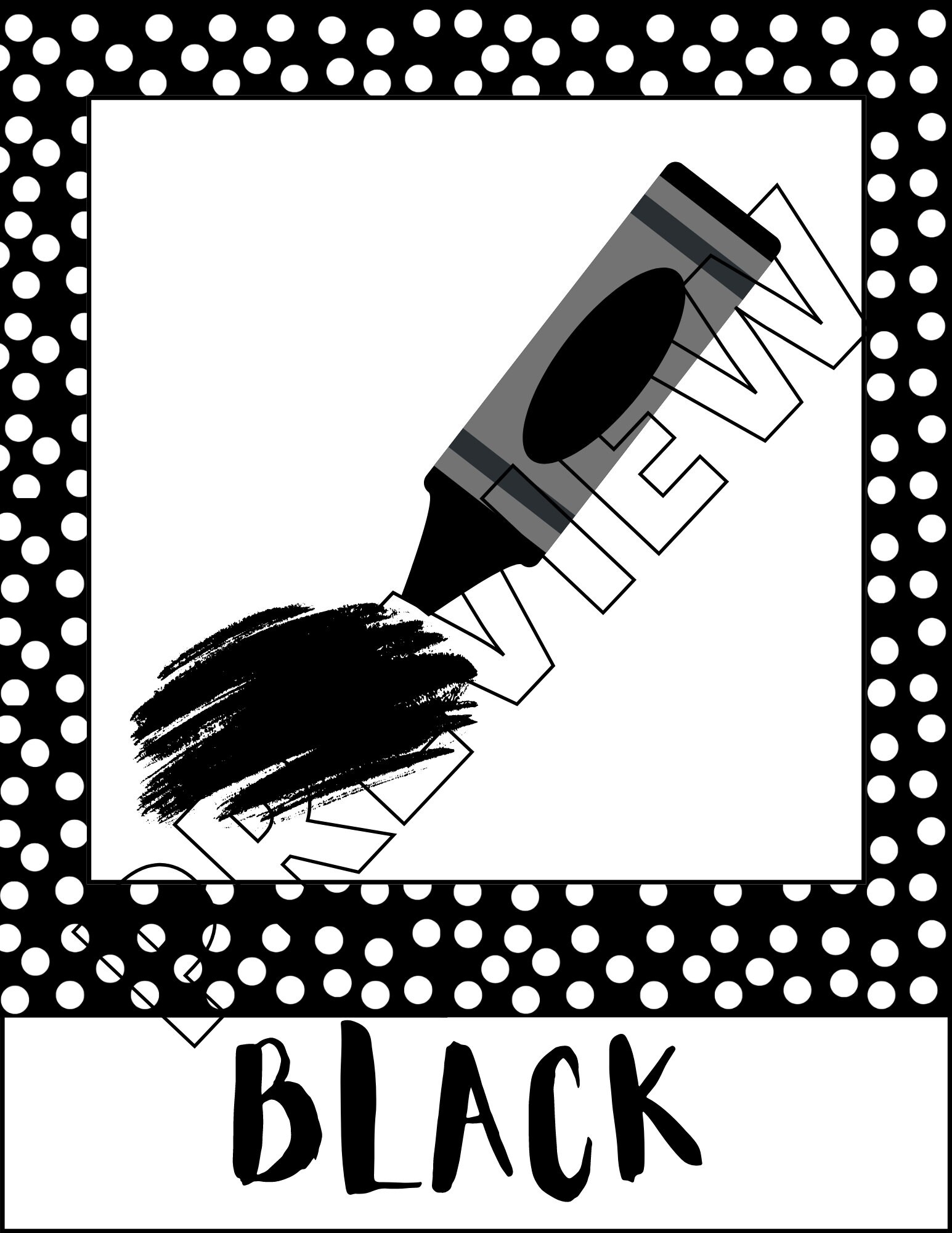 Black and White Doodle Classroom Color Posters, Printable, Easy and Fun ...