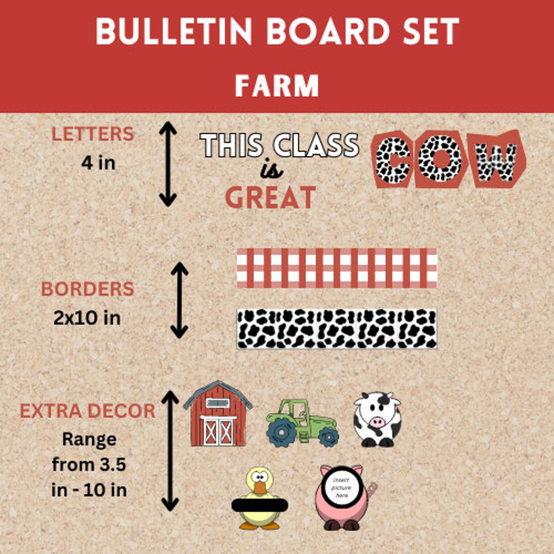 Farm Bulletin Board Set, Printable, Easy Classroom Decoration - Etsy