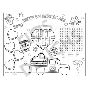 Printable Valentines Activity Placemat, Fun Valentines Day Class or ...