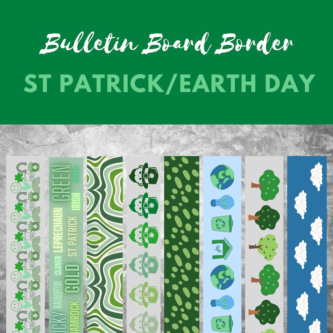 St. Patrick Day and Earth Day Bulletin Board Border, Printable, Easy ...