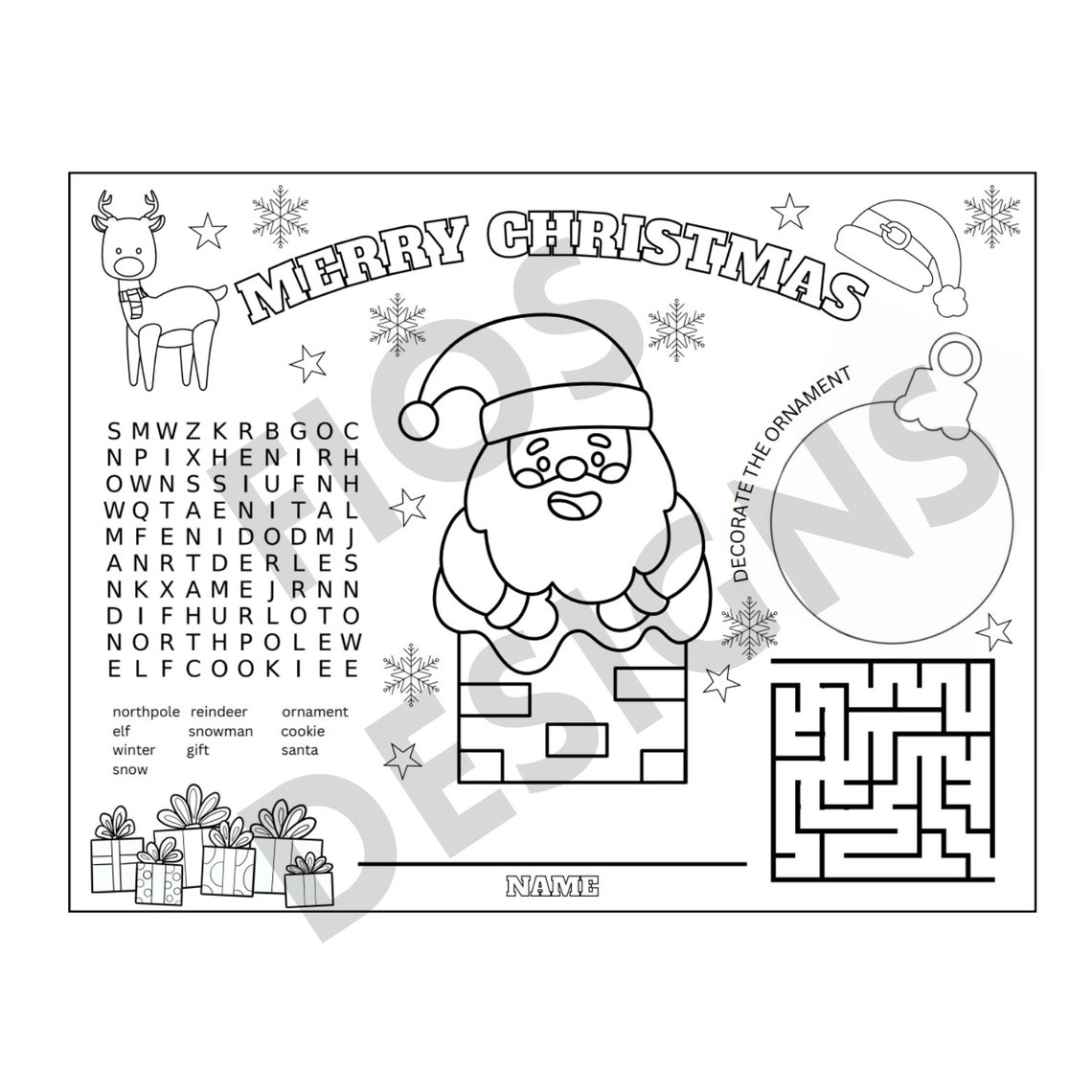 Printable Christmas Activity Placemat - Etsy