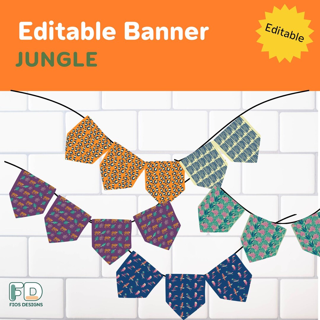 Jungle Editable Bunting Banner, Printable, Easy Classroom Decoration - Etsy