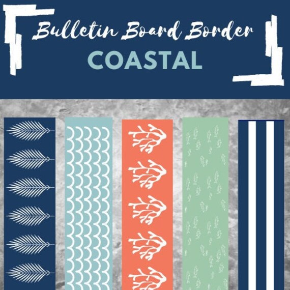 Coastal Bulletin Board Border Printable Easy Classroom - Etsy
