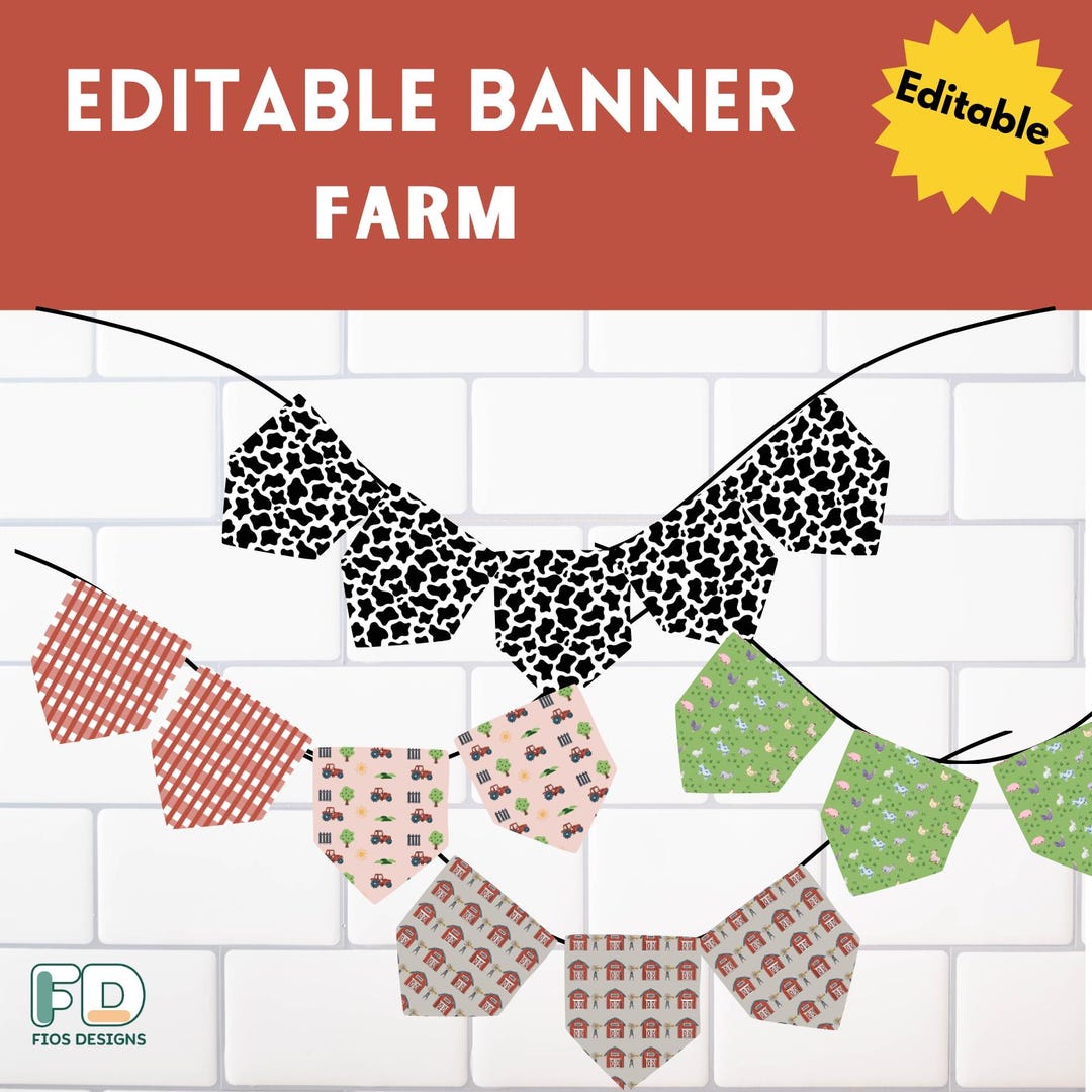 Farm Editable Bunting Banner, Printable, Easy Classroom Decoration - Etsy