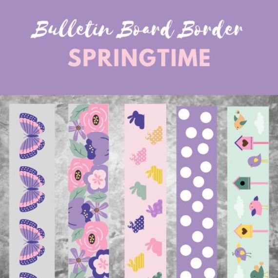 Springtime Bulletin Board Border Printable Easy Classroom - Etsy