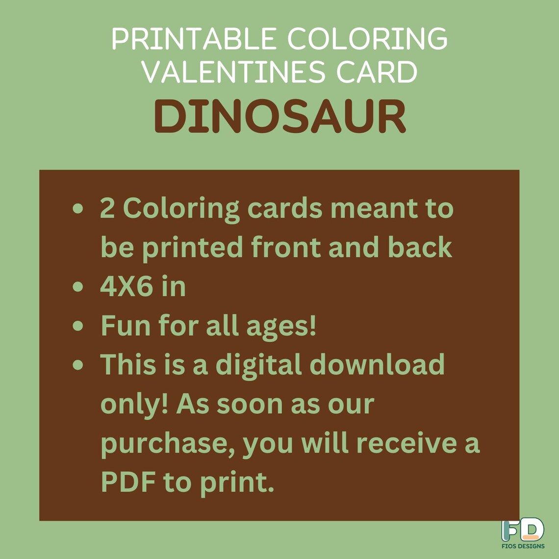 Printable Dinosaur Themed Coloring Valentines Card, School Valentines ...