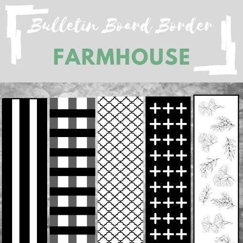 Black and White Farmhouse Bulletin Board Border, Printable, Easy ...