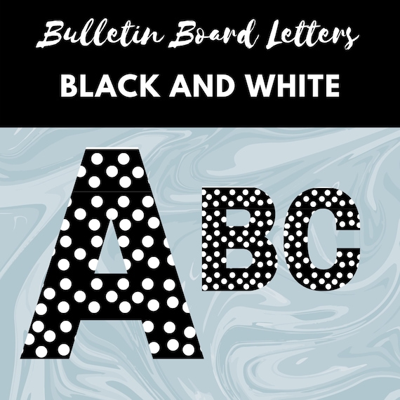 Black and White Doodle Bulletin Board Letters Printable Easy | Etsy