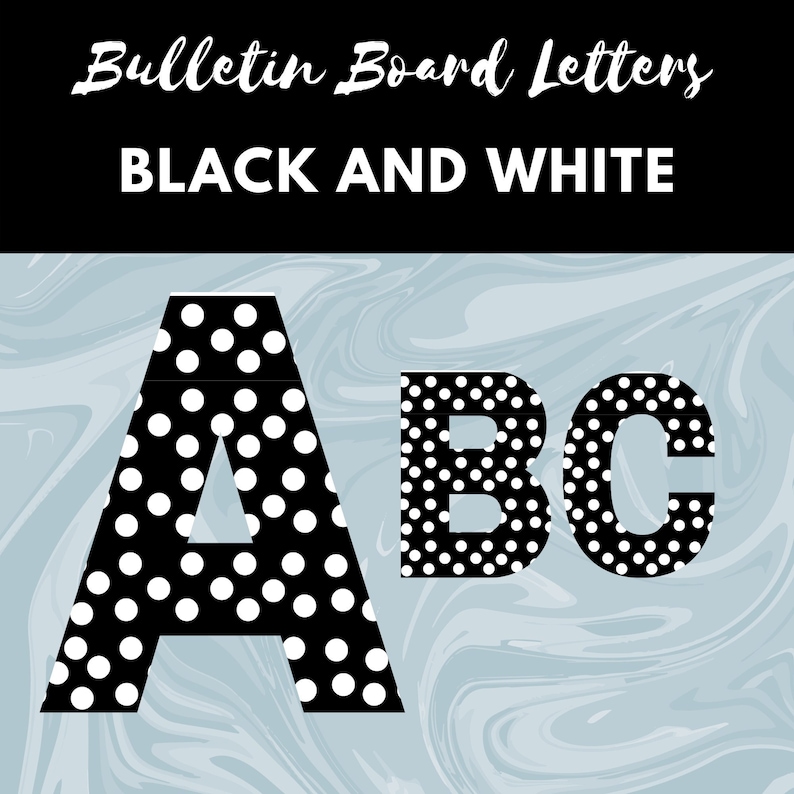 Black and White Doodle Bulletin Board Letters, Printable, Easy ...