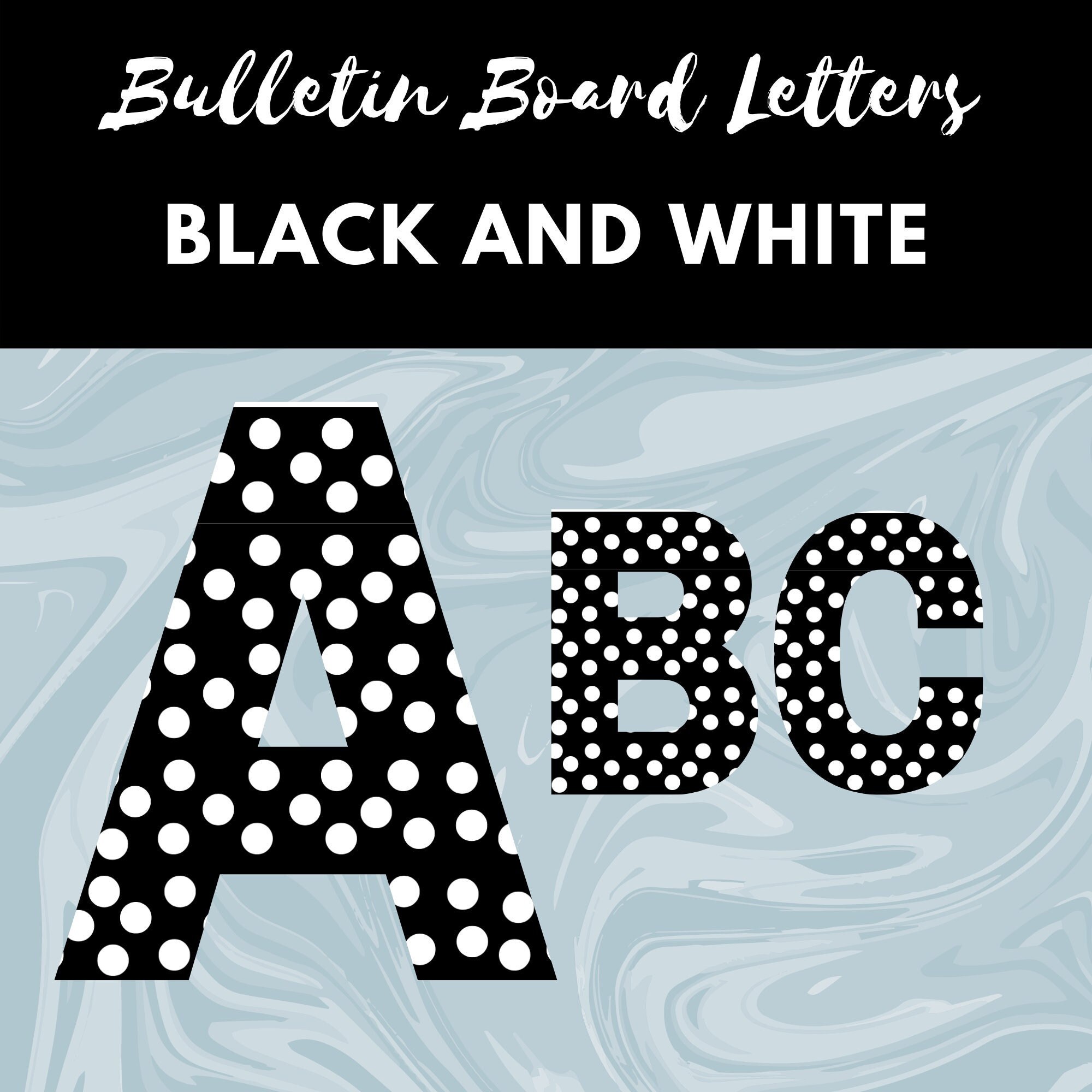 Black and White Doodle Bulletin Board Letters, Printable, Easy ...