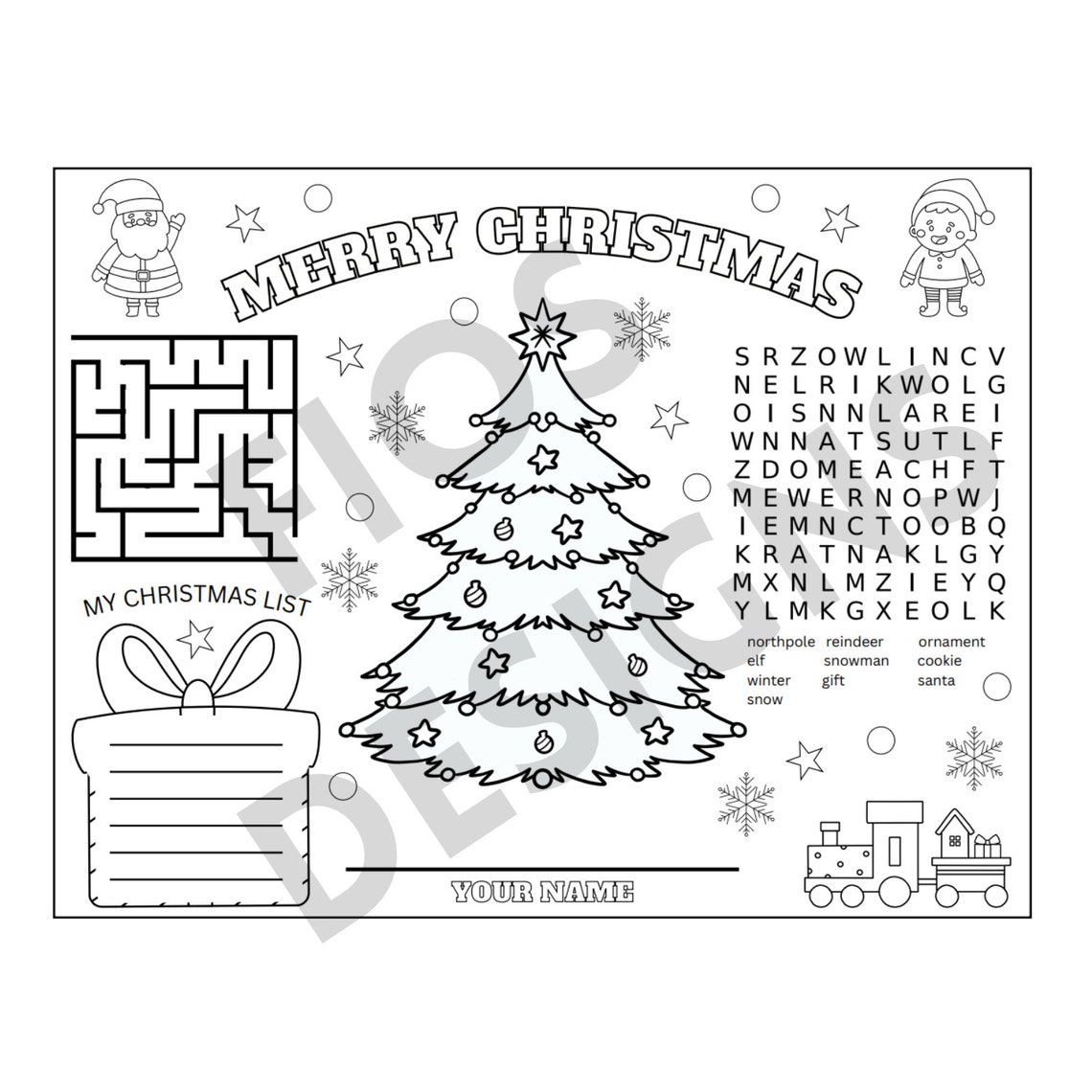 Printable Christmas Activity Placemat - Etsy
