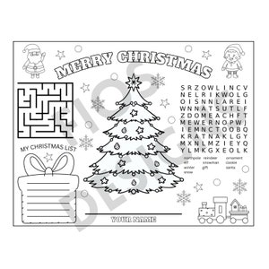 Printable Christmas Activity Placemat - Etsy