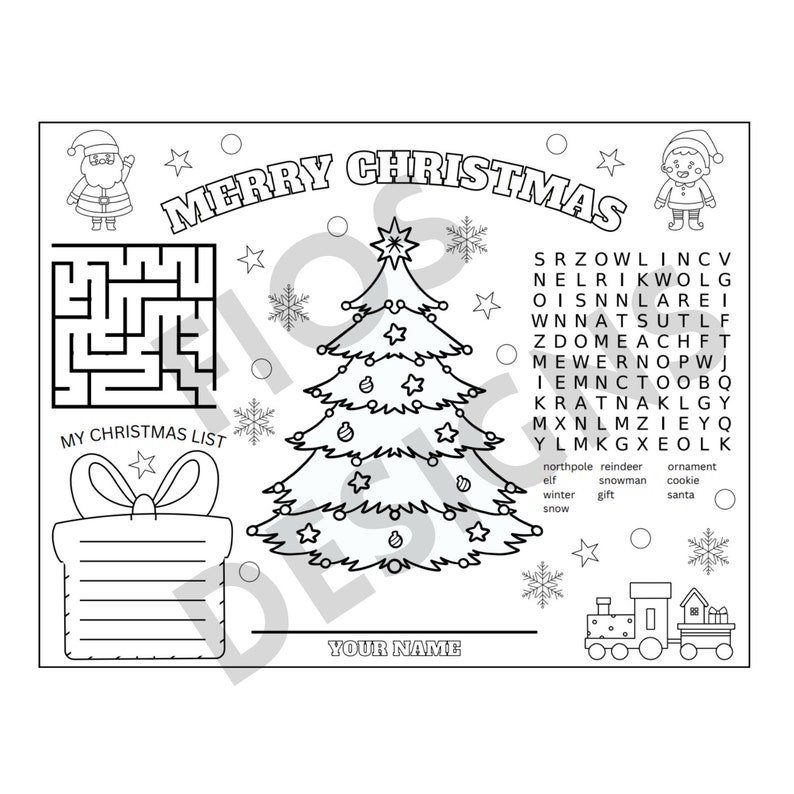 Printable Christmas Activity Placemat - Etsy
