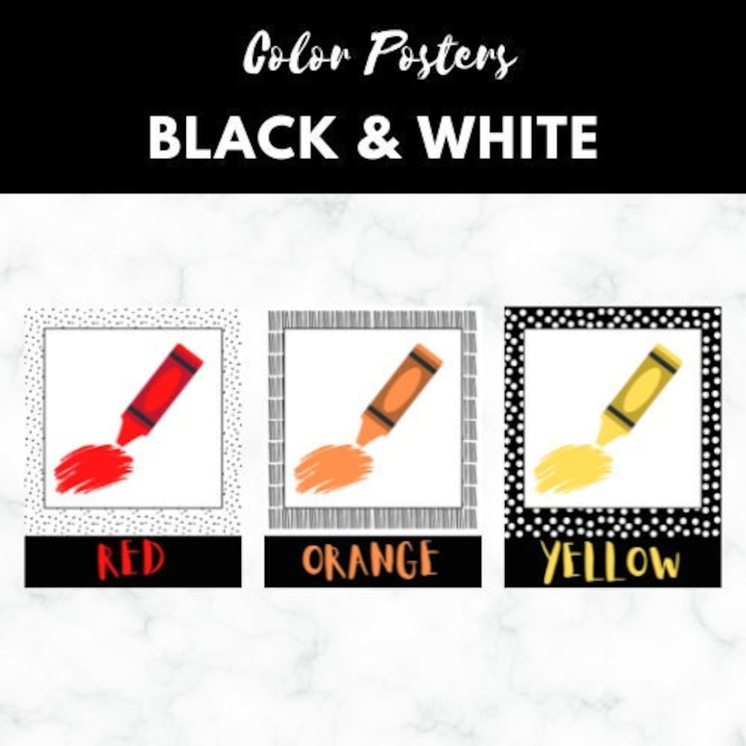 Black and White Doodle Classroom Color Posters, Printable, Easy and Fun ...