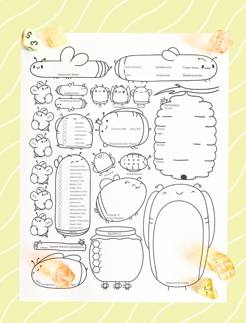 D&D 5e Character Sheet but Everything is Bees. - Etsy