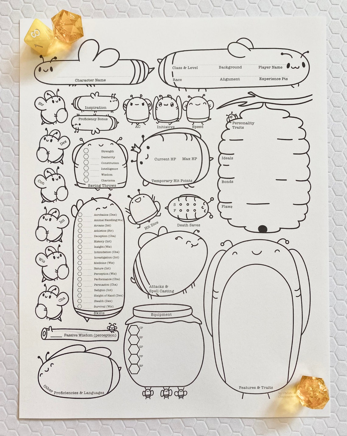 D&D 5e Character Sheet but Everything is Bees. - Etsy