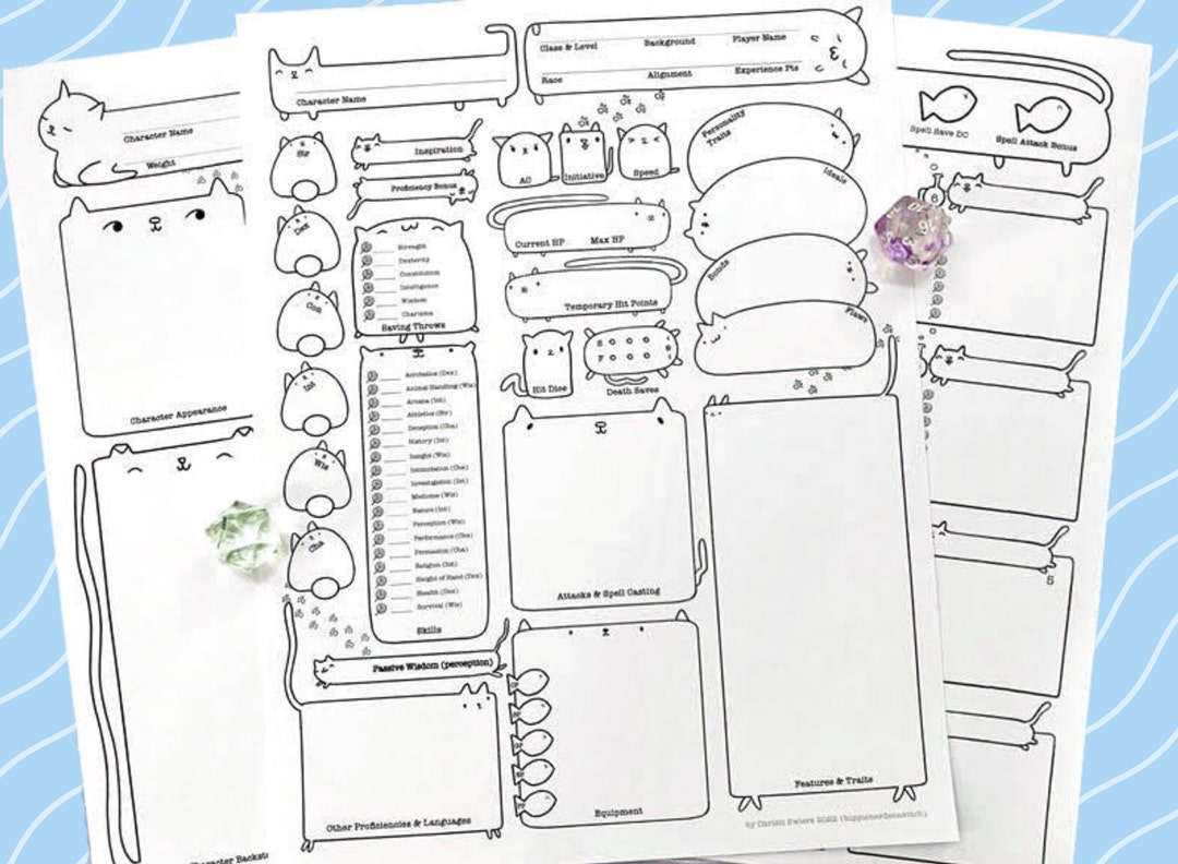 D&D 5e Character Sheet but Everything is Cats. - Etsy