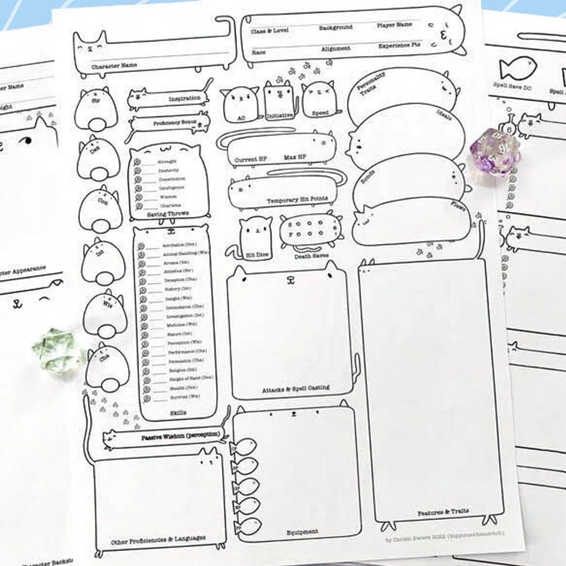 Dnd Character Sheet Cute - Etsy