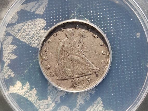 1875 Liberty Seated 20 cent piece. Rare US coin #J3… - Gem