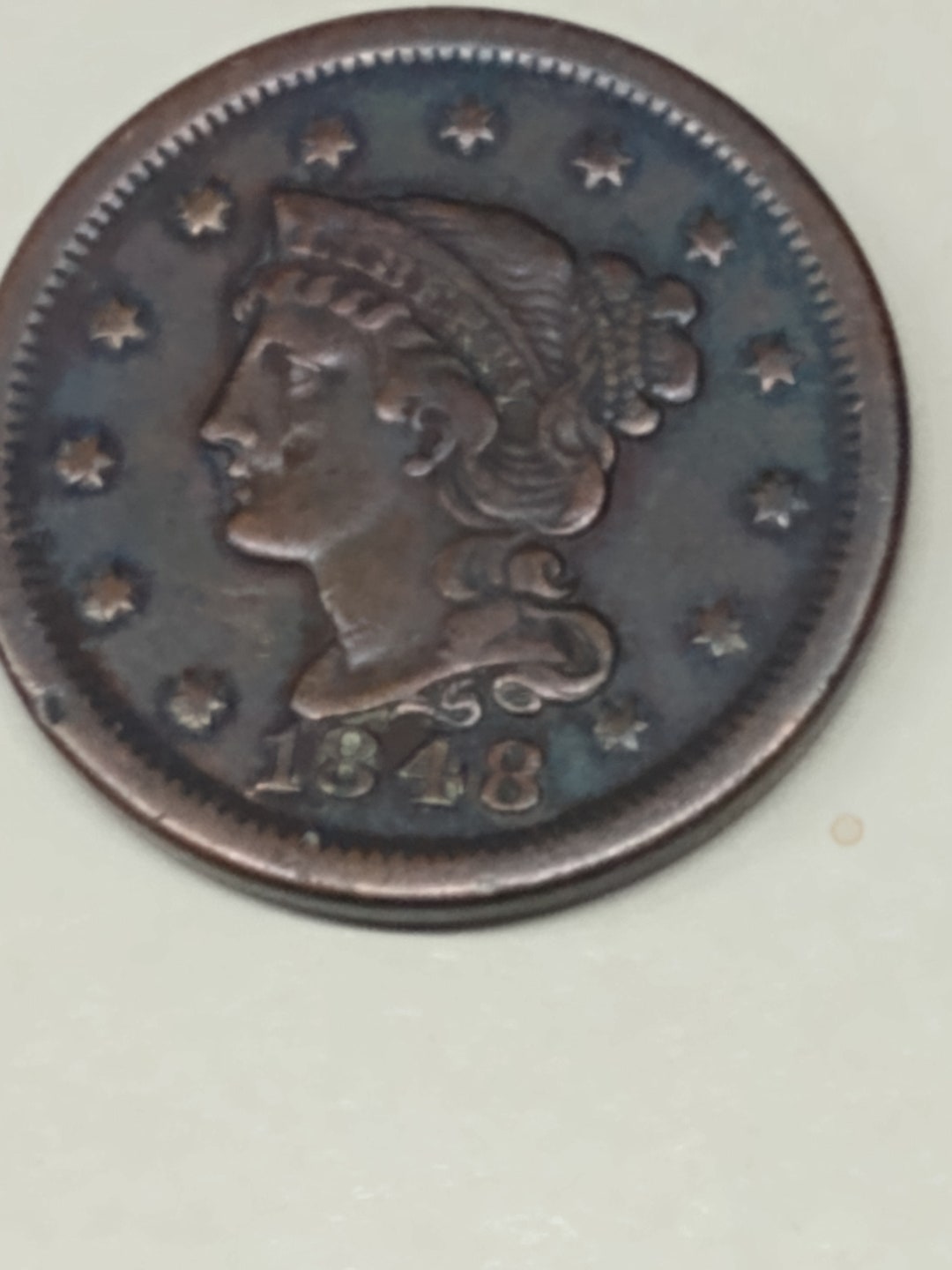 1848 Braided Hair Large Cent. VF Details #D3217 Old US Coin - Etsy
