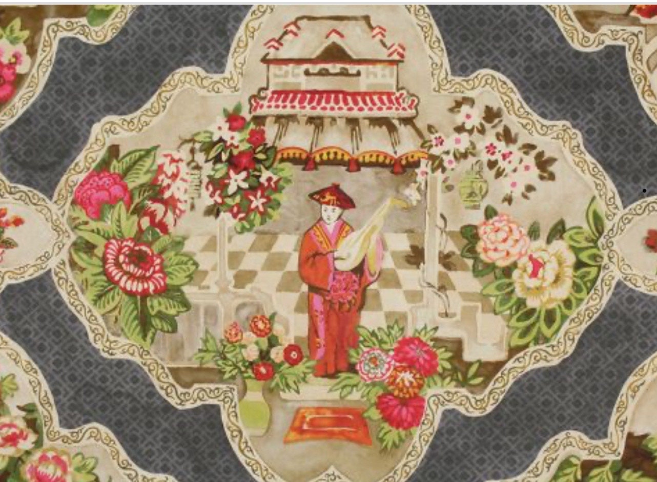 P Kaufmann Teahouse Toile Raven Fabric - Etsy