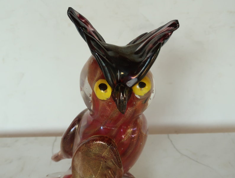Owl In Murano Crystal Glass From Venice Italysigned At The Etsy