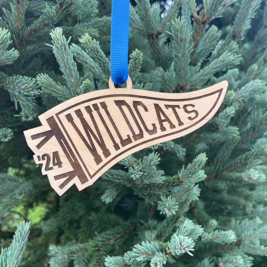 2025 Wildcats Pennant School Ornament | School Mascot Ornament ...