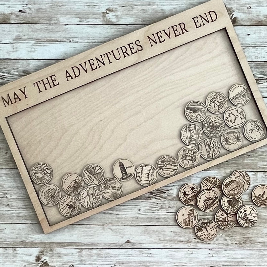Travel Token Drop in Display Holder | Wood State, Landmark, National ...
