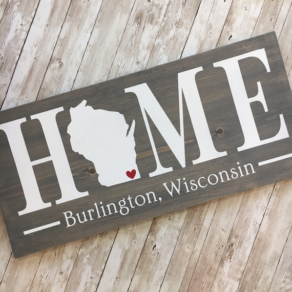 Wisconsin WI Home Sign Customized With Town Name 2 Sizes - Etsy