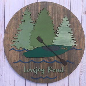 12” / 16” / 18" / 20” Round Lake House 3D Wood Sign | Canoe or Kayak ...