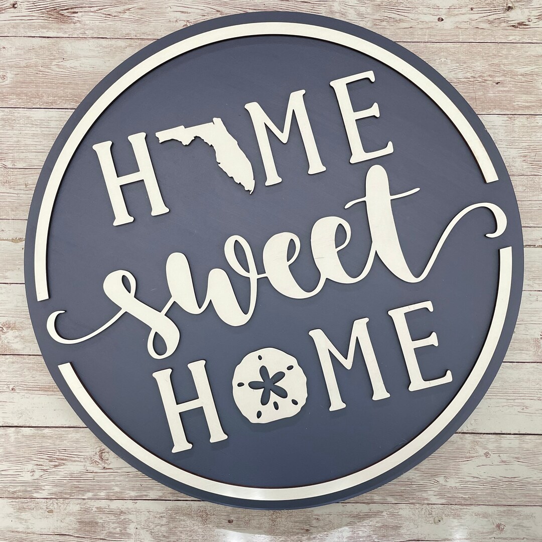Florida Beach Home Sweet Home Round Wood Sign | Ocean Home Sign | New ...
