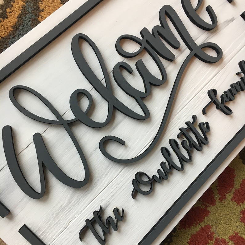 HOME WELCOME or FAMILY Sign Customized With Family Name or - Etsy