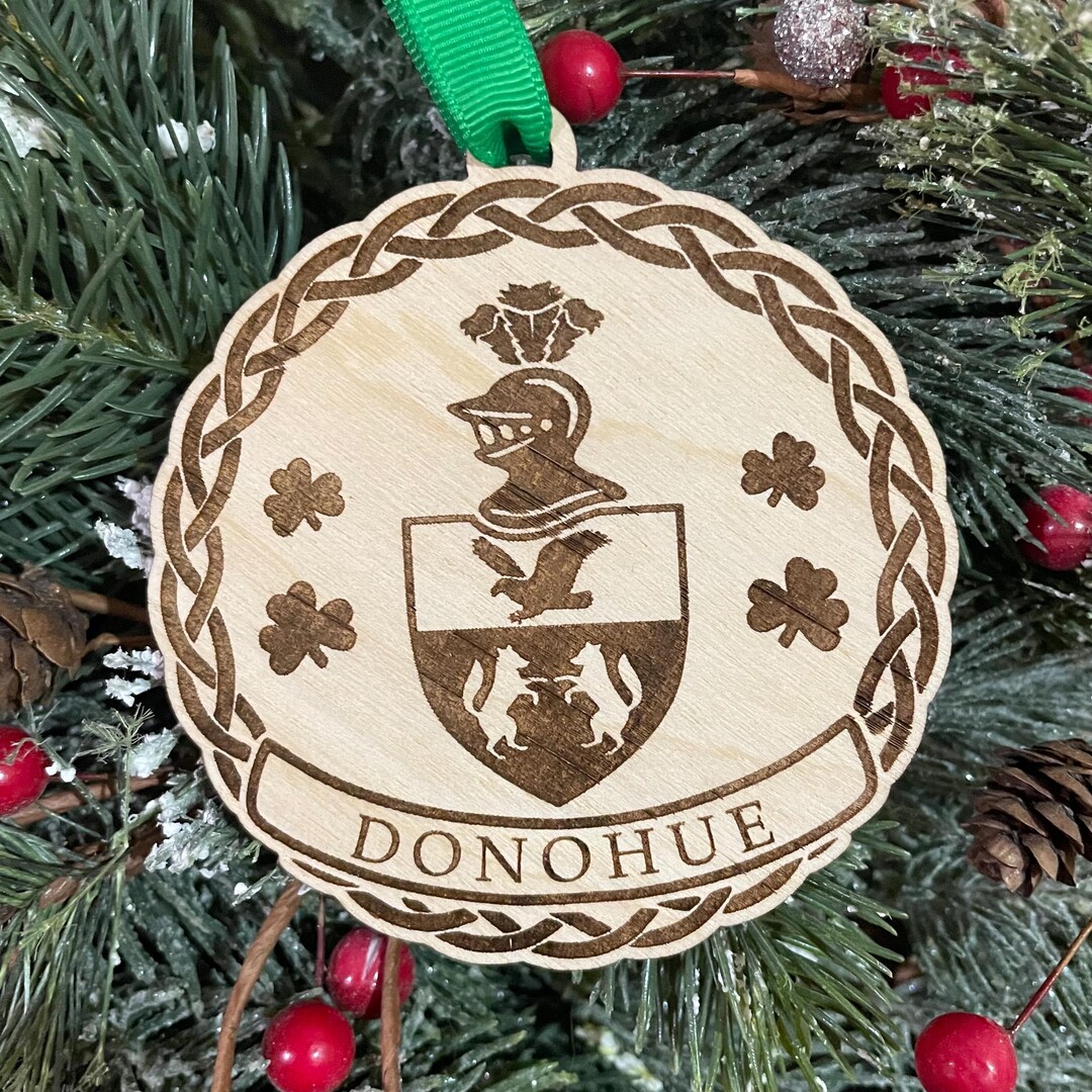 Donohue Family Crest Ornament | Irish Surname Wedding Gift | Wedding ...