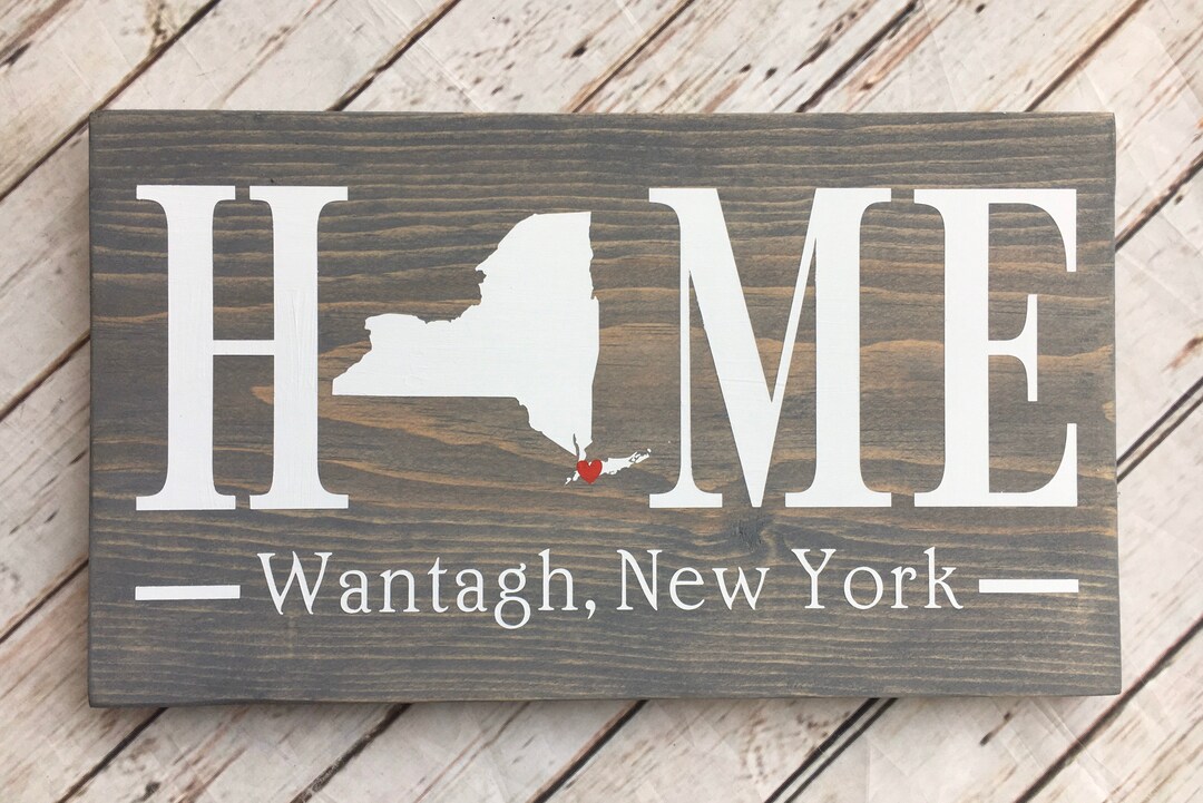 New York (NY) Home Sign Customized With Town Name - 2 Sizes Available ...