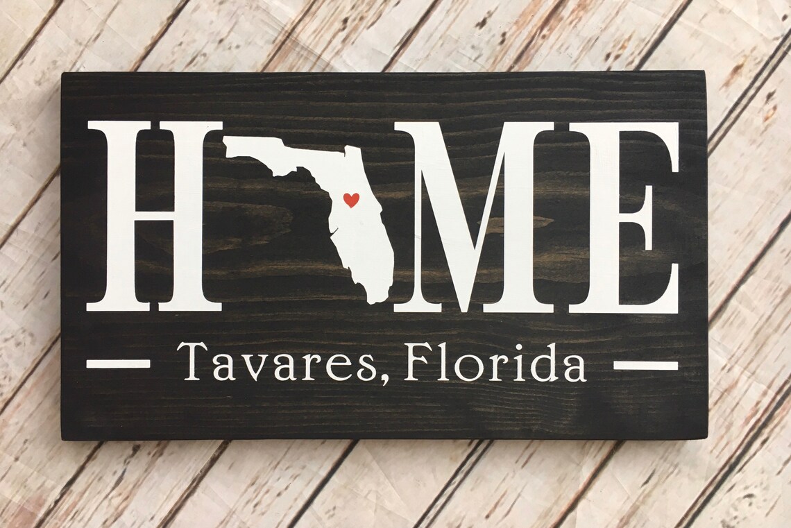 Florida (FL) State HOME Sign - 2 Sizes Available - Customized With Town ...