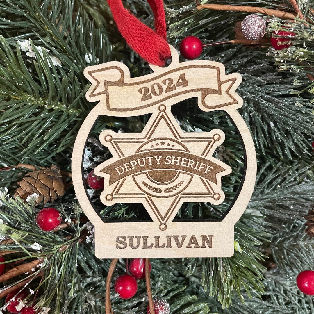 Personalized Deputy Sheriff Christmas Ornament: Engraved Wood Badge - Etsy