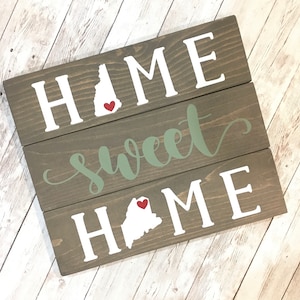 Michigan to Florida Home Sweet Home Wood Sign | Two States or Heart ...