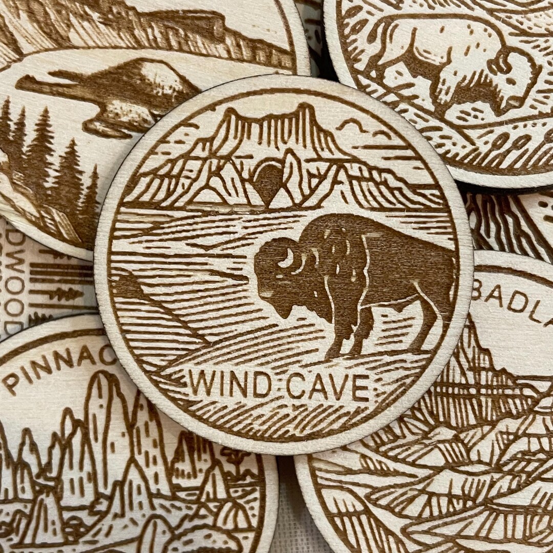 Wind Cave Travel Token or Magnet | Wood State, City, Landmark, National ...