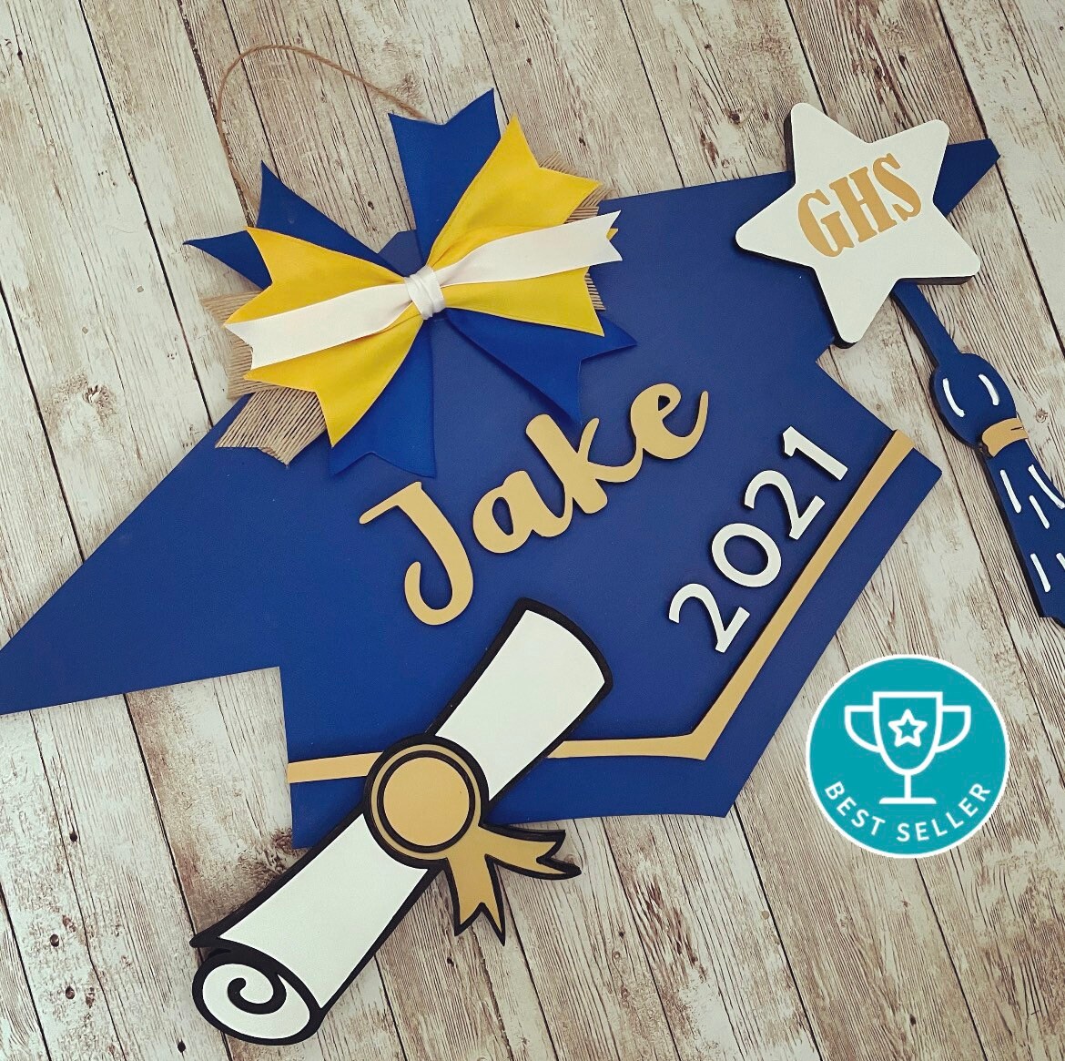 Custom Grad Cap Door Hanger | Senior 2024 Grad Decor | High School ...