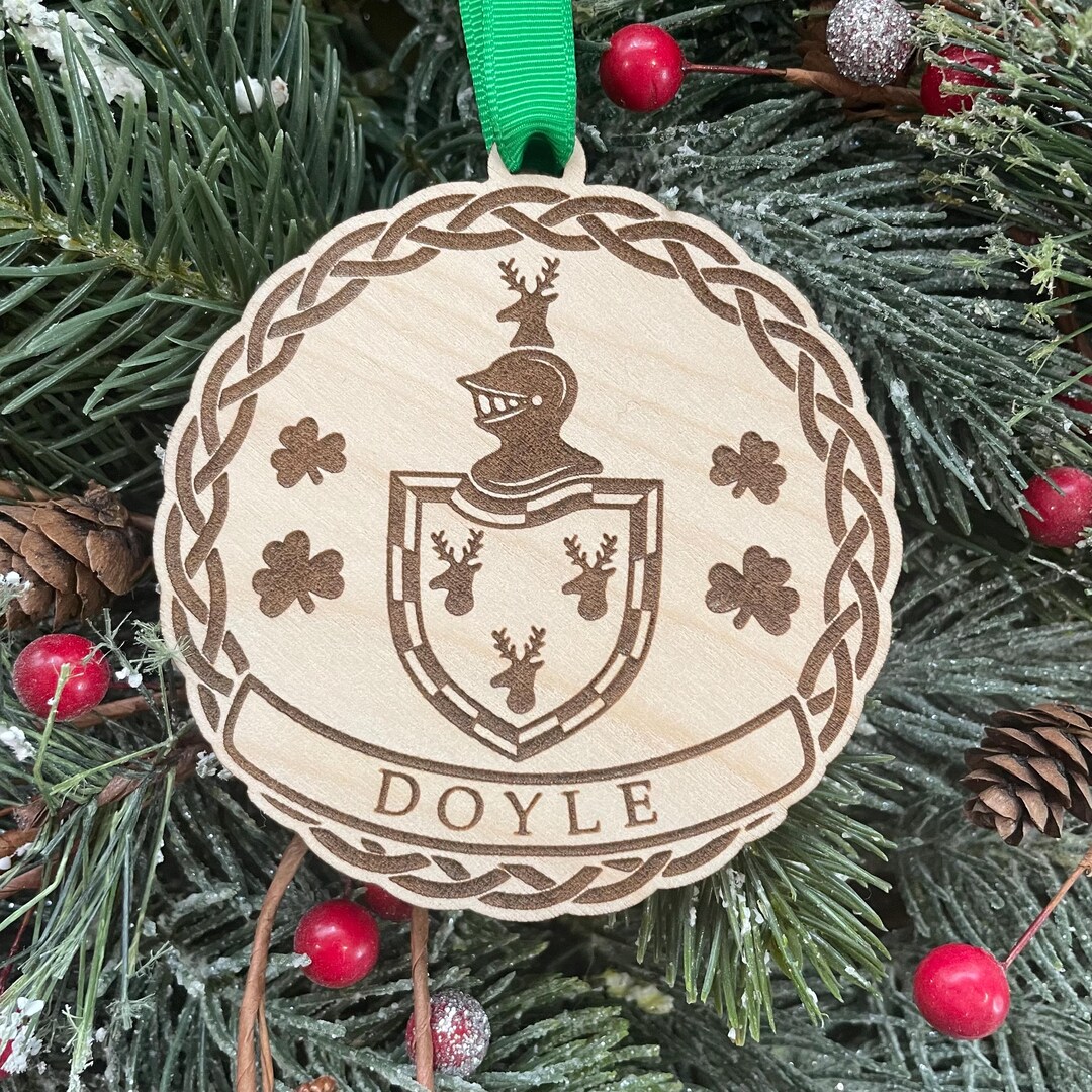 Doyle Family Crest Ornament | Irish Surname Wedding Gift | Wedding ...