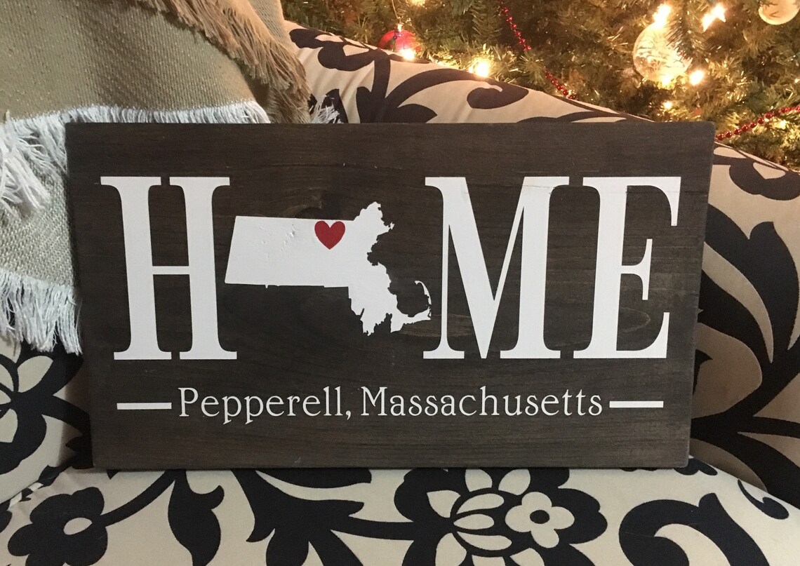 Massachusetts MA Home Sign Customized With Town Name 2 - Etsy
