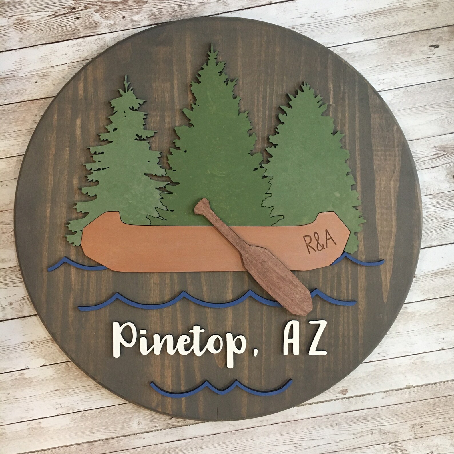 Custom Canoe 12” / 16” / 18” / 20” Round Wood Sign | Canoe Gift Idea ...