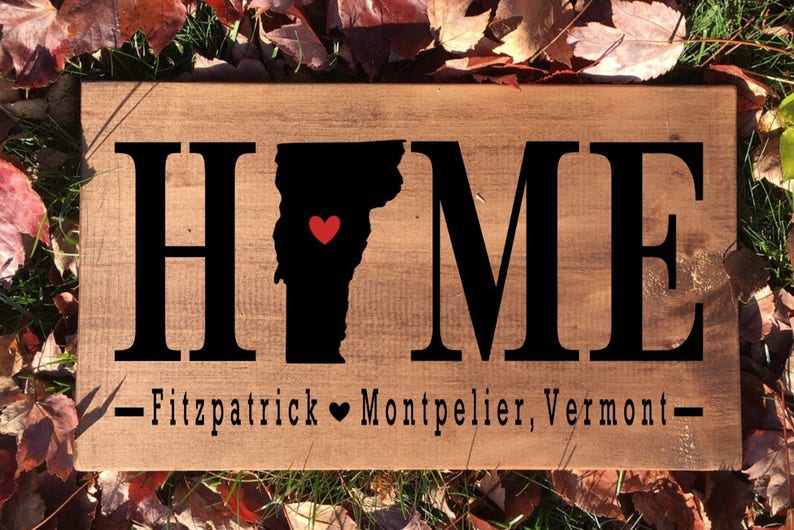 Vermont VT Home State Sign 2 Sizes Available Customized | Etsy